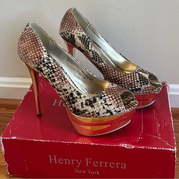 Henry Ferrera | Shoes | Henry Ferrera Snakeskin Platform High Heels ...